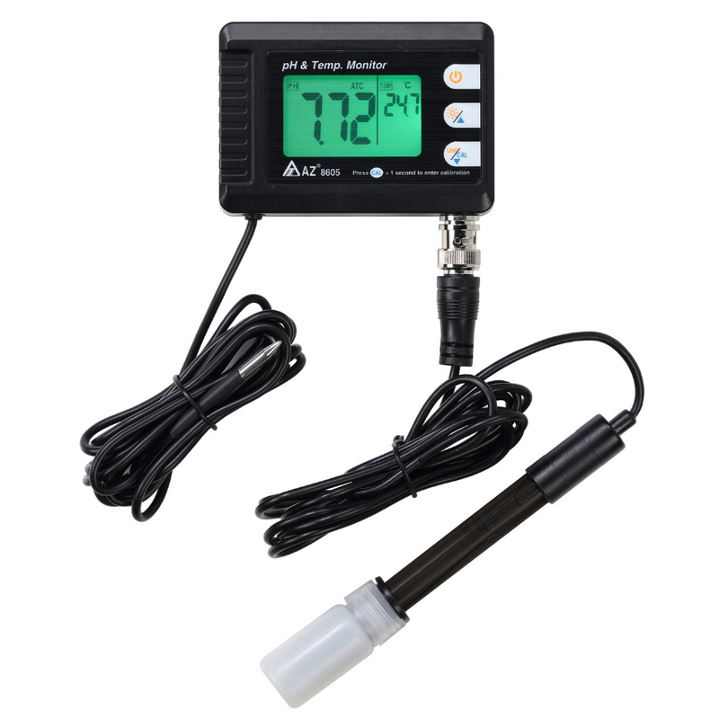 Compact Digital pH & Temperature Monitor | Battery-Powered Wall-Mount ...